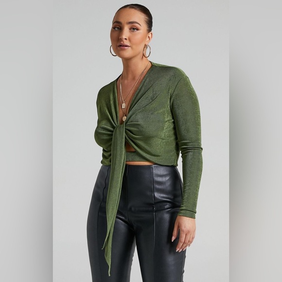 Showpo. | Tops | Showpo Cortez Plunging Centre Front Waist Tie Long ...